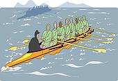 Drawing of Rowing team mpg0003 - Search Clipart, Illustration, Fine Art ...