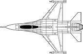 Clip Art of f-16 top view (bl) 02p0536 - Search Clipart, Illustration ...